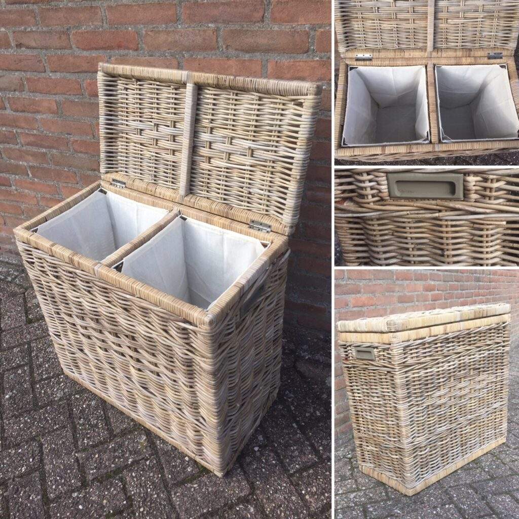 Rotan wasmand duo 68x35x65 Grey – Rotanmanden, de webshop voor rotan ...