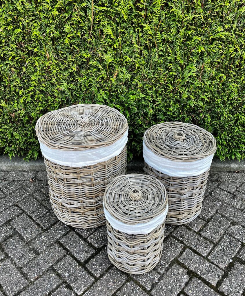 Wasmand rond in Grey rotan – Rotanmanden, de webshop voor rotan artikelen