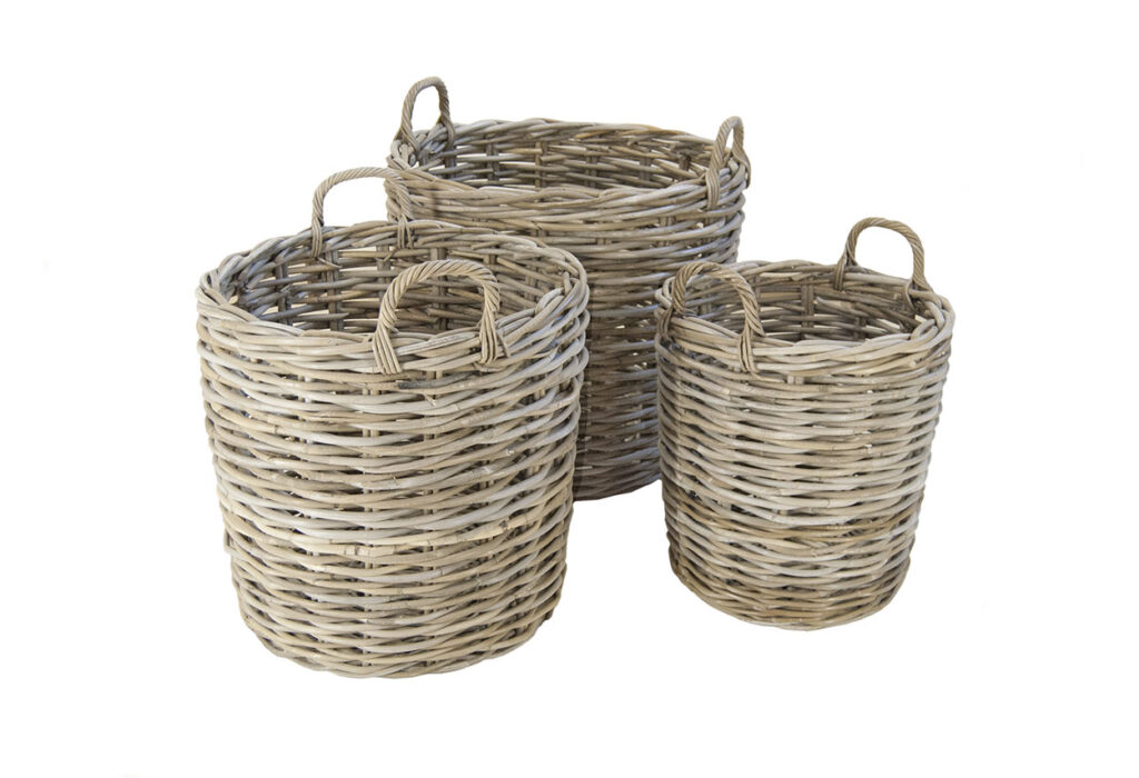 Mand Twist in Grey Rotan – Rotanmanden, de webshop voor rotan artikelen