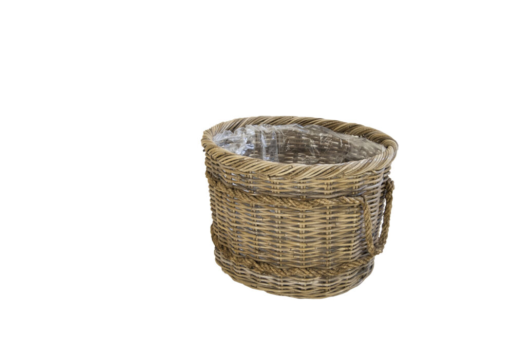 Mand Ovaal met touw rand – Rotanmanden, de webshop voor rotan artikelen