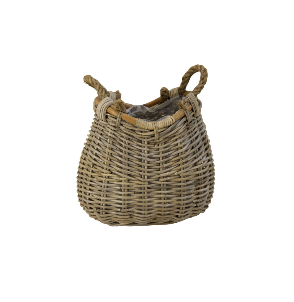 Mand ovaal met Touw handgrepen in Grey Rotan – Rotanmanden, de webshop ...